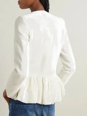 LIBEROWE Velvet Peplum Jacket - Neutrals