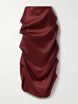 Khaite Olula Draped Midi Skirt - Burgundy