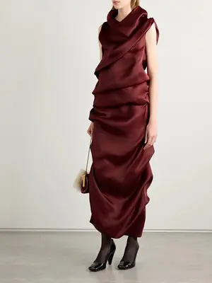 Khaite Olula Draped Midi Skirt - Burgundy