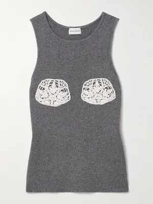 Magda Butrym Crocheted Cotton-trimmed Cashmere Tank