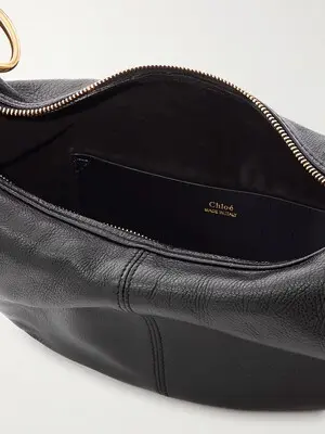 Chloé Bracelet Embellished Glossed Textured-leather Shoulder Bag - Black