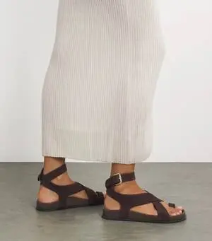 A.emery Jalen Suede Sandals With Gold-tone Buckle - Brown