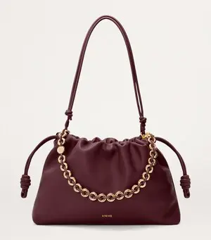 Loewe Leather Flamenco Purse - Burgundy
