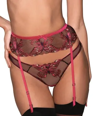 Fleur Du Mal Butterfly Embroidery Cheeky Bikini Bottom - Cerise