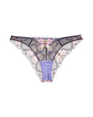 FLEUR DU MAL Butterfly Embroidery Cheeky Bikini Bottom - Periwinkle