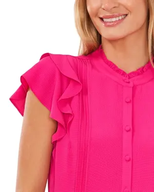 CECE DUPRAZ Pintucked Button Front Blouse