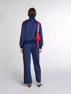 Maje Striped Full Zip High Neck Sweatshirt
