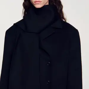 Sandro Oversized Wool Coat With Scarf