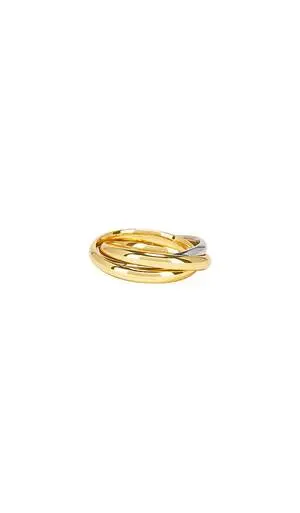 LUV AJ Trio Twisted Ring - Silver & Gold