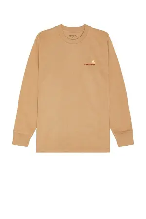 Carhartt Work In Progress Carhartt Wip Longsleeve American Script T-shirt In White Peanut