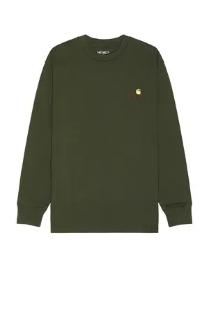 Carhartt Work In Progress Carhartt Wip Longsleeve American Script T-shirt In White Tarragon