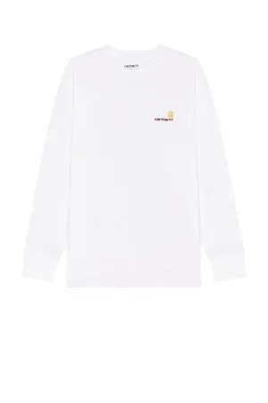 Carhartt Work In Progress Carhartt WIP Longsleeve American Script T-Shirt In White White