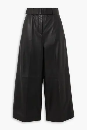 JOSEPH Joseph Taja Cropped Leather Wide-Leg Pants - Black