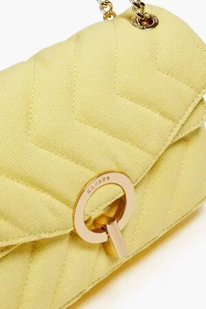Sandro Quilted Canvas Shoulder Bag - Pastel Yellow