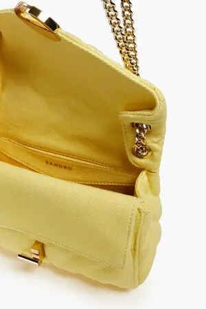 Sandro Quilted Canvas Shoulder Bag - Pastel Yellow