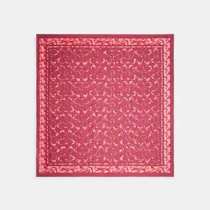 COACH® Signature Rose Meadow Print Silk Square Scarf - Dark Ruby