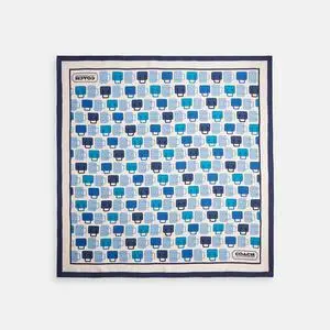 COACH Trompe L'oeil Bag Print Silk Square Scarf - Blue Multicolor