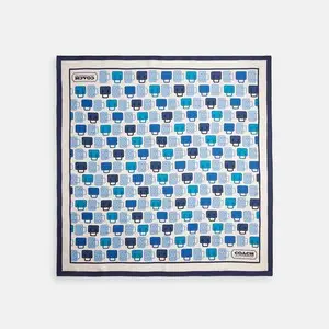 COACH Trompe L'oeil Bag Print Silk Square Scarf - Blue Multicolor