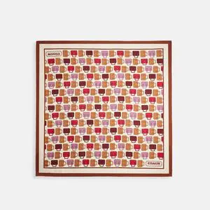 COACH Trompe L'oeil Bag Print Silk Square Scarf - Khaki Multicolor