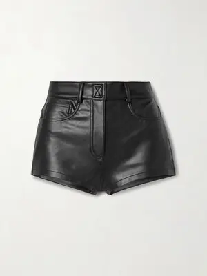 Norma Kamali Leather-like Ultra Mini Shorts - Black