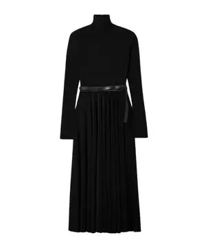 Norma Kamali Belted Turtleneck Midi Dress - Black