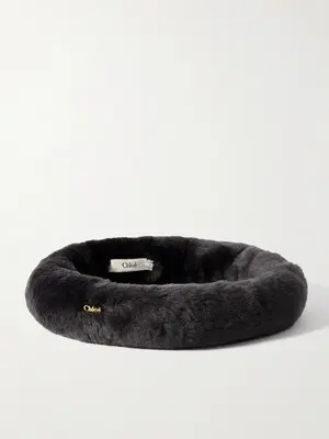 Chloé Embellished Shearling Headband - Gray