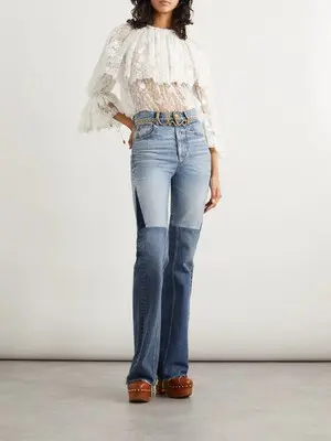 Chloé Patchwork Flared Jeans - Blue