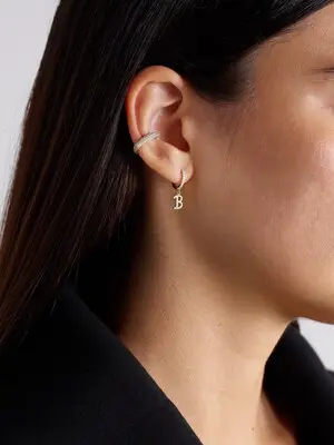 ANITA KO Initial Huggie 18-karat Diamond Single Earring