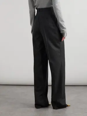 Saint Laurent Pleated Cashmere-twill Wide-leg Trousers - Gray