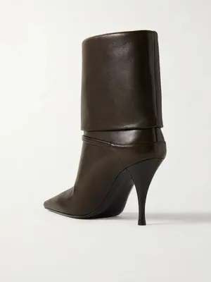 Saint Laurent Niki Embellished Leather Ankle Boots - Brown