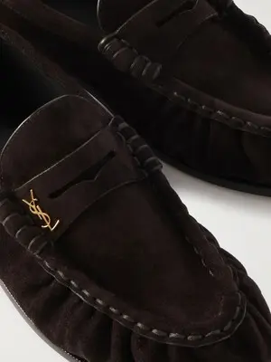 Saint Laurent Le Loafer Suede Loafers - Brown