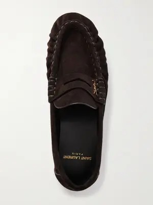 Saint Laurent Le Loafer Suede Loafers - Brown