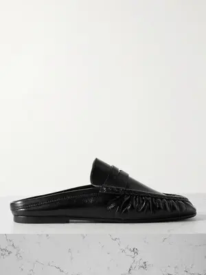 Saint Laurent Le Loafer Crinkled-leather Slippers