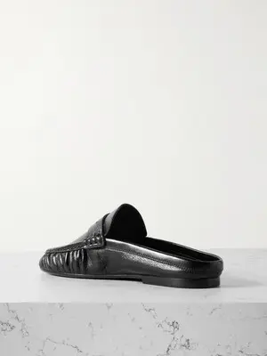 Saint Laurent Le Loafer Crinkled-leather Slippers