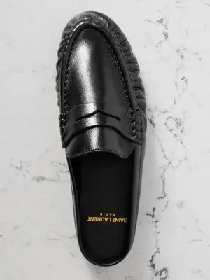 Saint Laurent Le Loafer Crinkled-leather Slippers