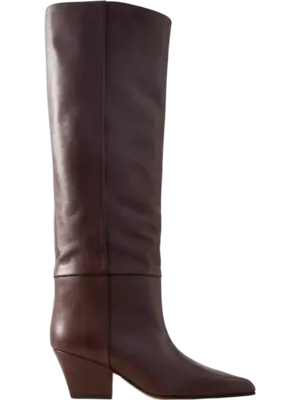 Paris Texas Jane Leather Knee High Boots - Brown