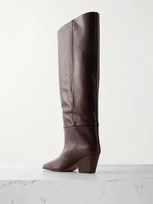Paris Texas Jane Leather Knee High Boots - Brown