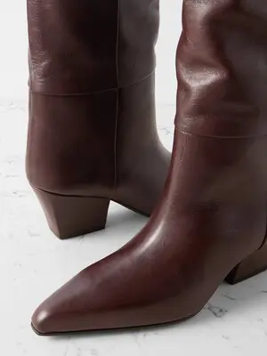 Paris Texas Jane Leather Knee High Boots - Brown