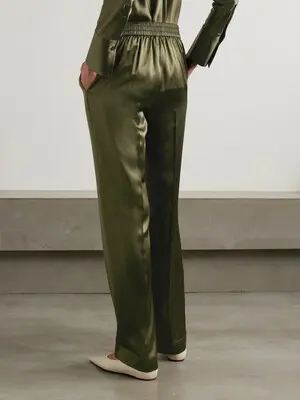 JOSEPH Tova Silk-satin Pants - Green