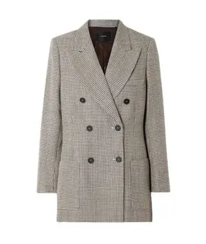 JOSEPH Leandre Double-breasted Houndstooth Blazer - Gray