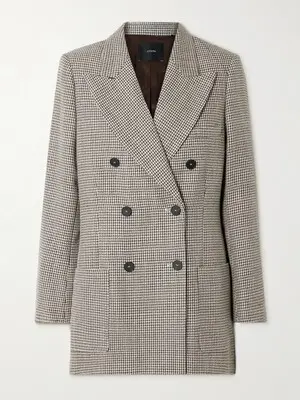 JOSEPH Leandre Double-breasted Houndstooth Blazer - Gray