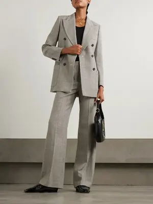 JOSEPH Leandre Double-breasted Houndstooth Blazer - Gray