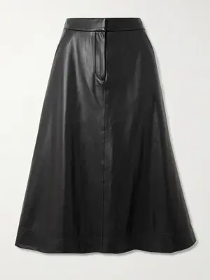 Veronica Beard Louise Faux Leather Midi Skirt