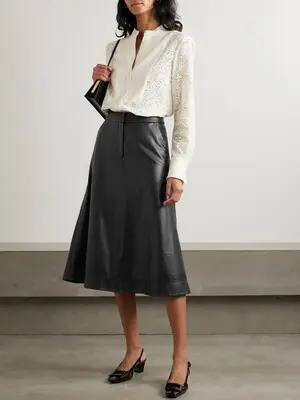 Veronica Beard Louise Faux Leather Midi Skirt