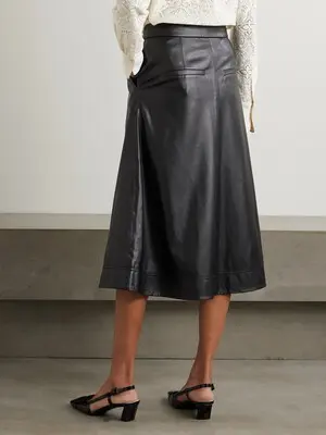 Veronica Beard Louise Faux Leather Midi Skirt