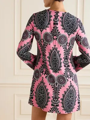 La DoubleJ Icon Supremes' Printed Crepe Mini Dress - Pink
