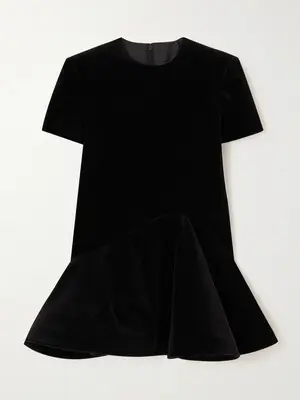 Valentino Garavani Cotton-blend Velvet Fit-and-flare Mini Dress