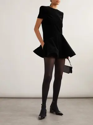 Valentino Garavani Cotton-blend Velvet Fit-and-flare Mini Dress