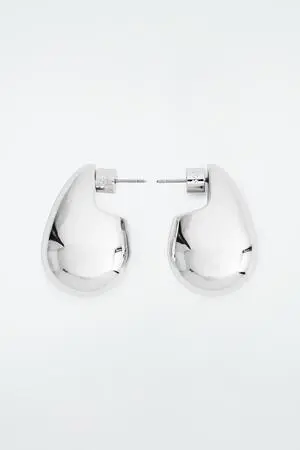 Cos Oversized Chunky Droplet Earrings Silver-colored