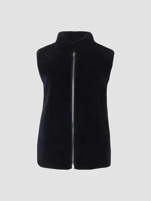 Gorski Reversible Select Shearling Lamb Vest - Navy